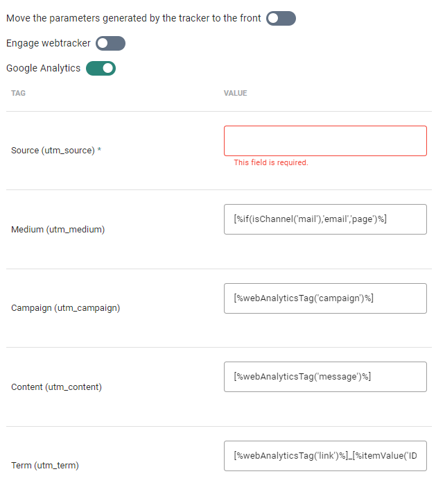 Admin Configuration - Data Integration - Trackers